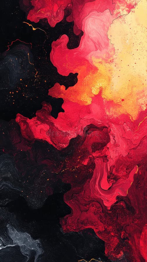 Red and Black Abstract Gradient Painting with Intense and Dramatic ...