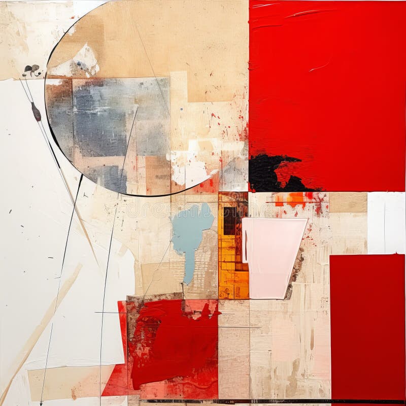 Vibrant Collage Paintings with Layered Compositions and Red Objects ...