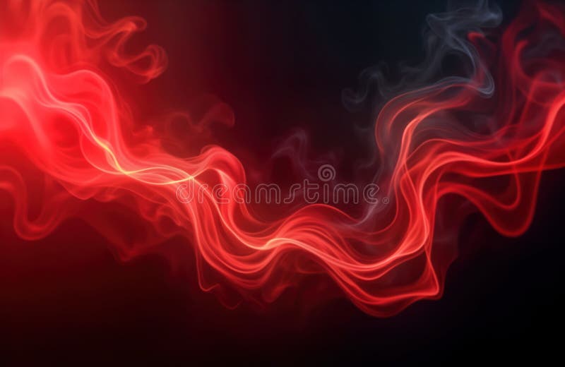 Red, Black Abstract Smoke Design with Light Effects. Fluid Lines of ...