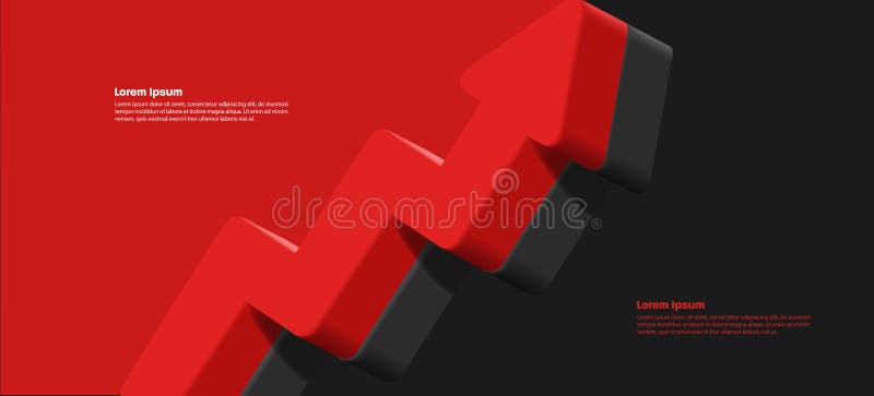 Red and Black Background with 3d Render Volume Arrow Dividing the ...