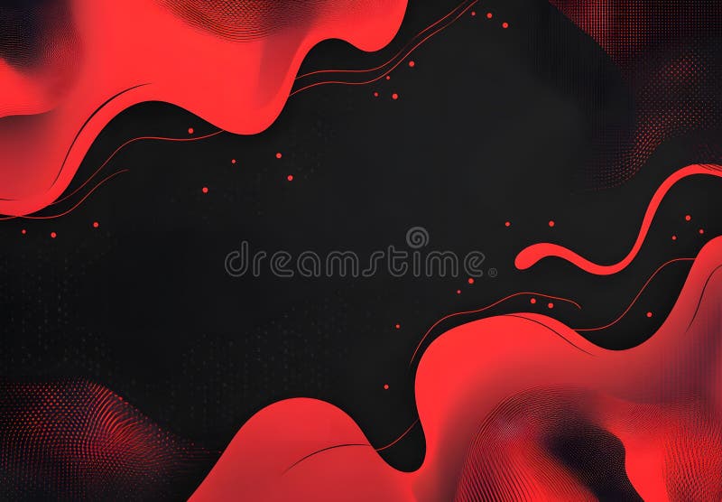 Abstract Red Liquid Shapes on Black Background Stock Illustration ...