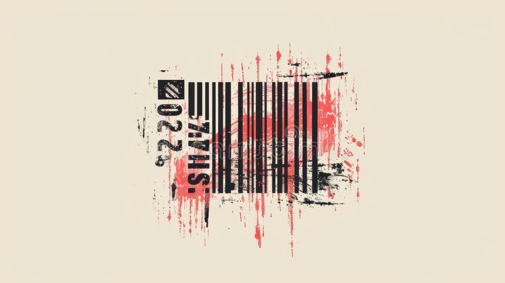 Red and Black Barcode with Distressed Glitch Texture Stock Photo ...