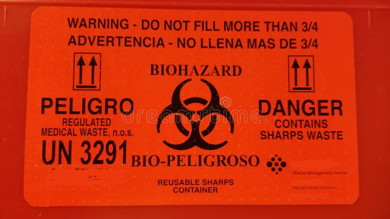 Red and Black Biohazard Sharps Container Sign Stock Photo - Image of ...