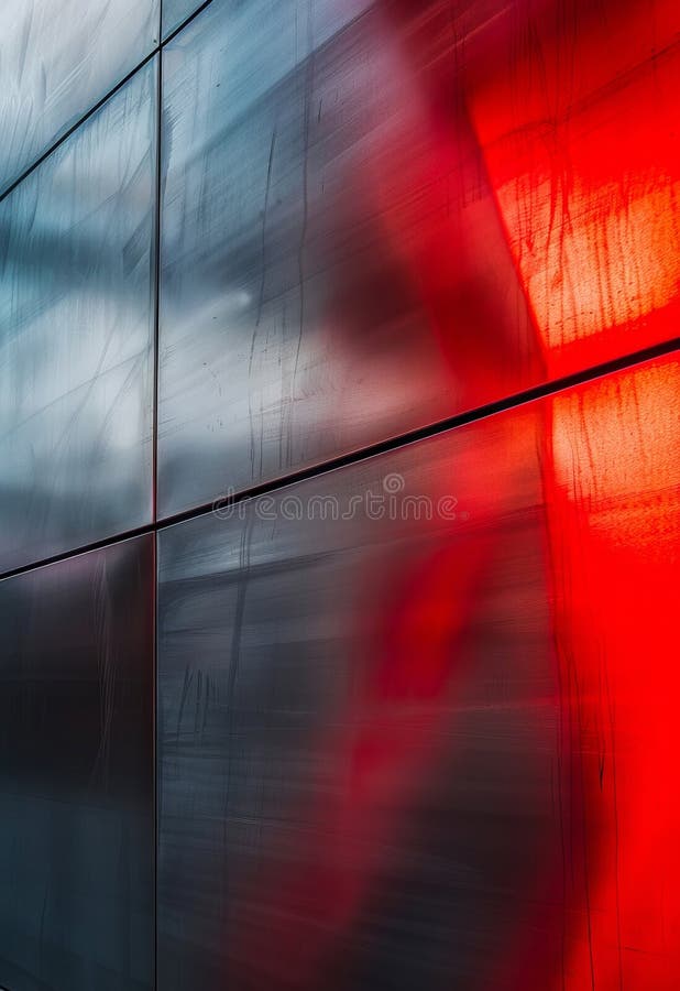 A Red and Black Building with a Blurry Image of a Person Walking Past ...