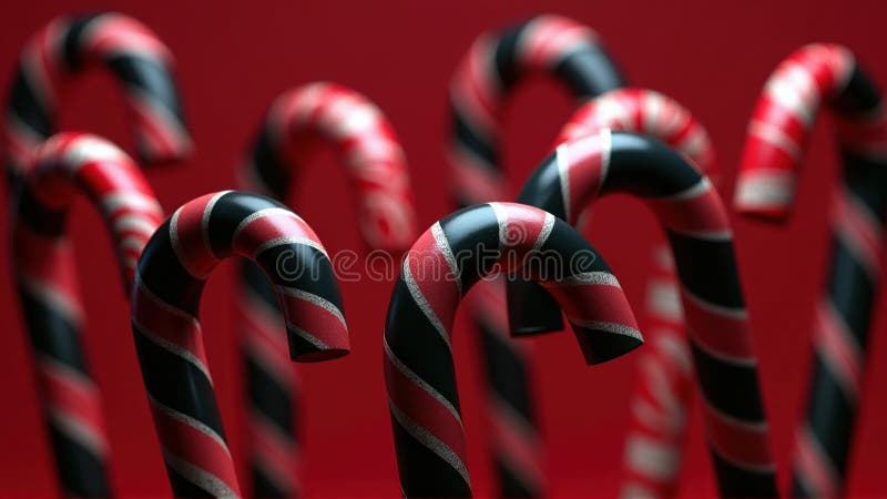 Red and Black Candy Canes on Red Background. Stock Illustration ...