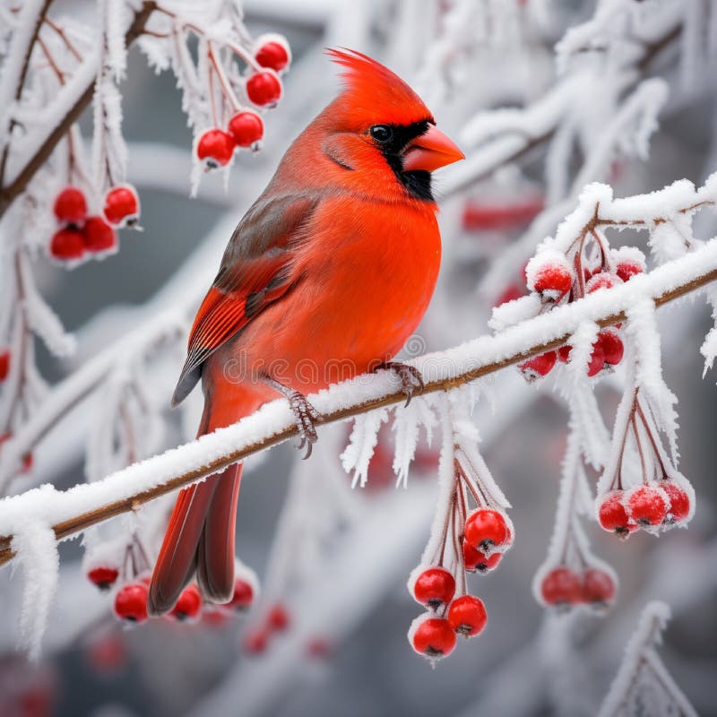 Cardinal Sitting on a Branch Generated by AI Tool Stock Illustration ...