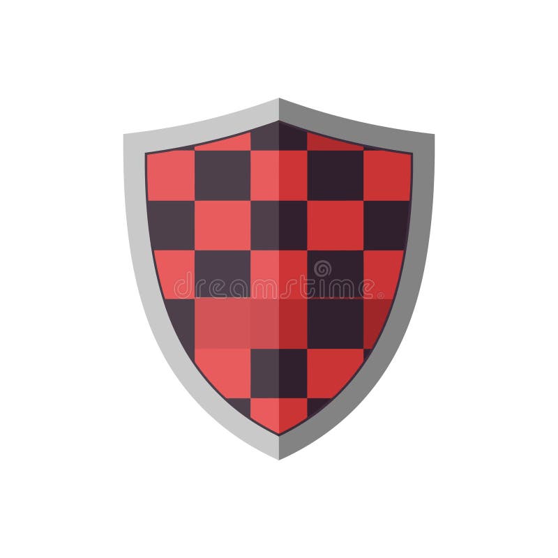 Red and Black Checkerboard Shield Design in Flat Style for Vector Art ...