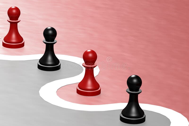 Red and Black Chess Pawn Separated in Two Stock Illustration ...