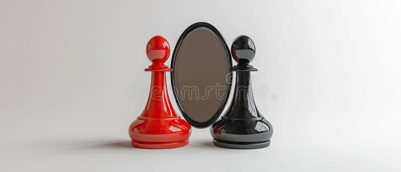 "CHESS PIECES in RED and BLACK with MIRROR REFLECTION" Stock ...