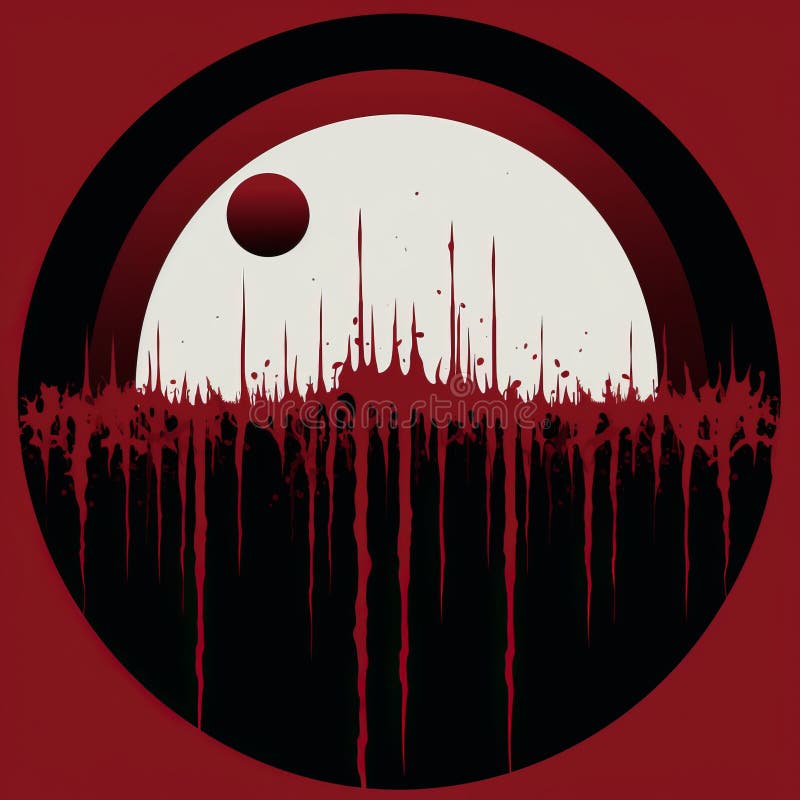 A Red and Black Circle with Blood Splatters on it Stock Illustration ...