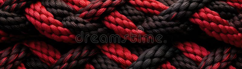 Red Black Close Up Very Detailed Pattern of Ropes Panoramic Banner ...