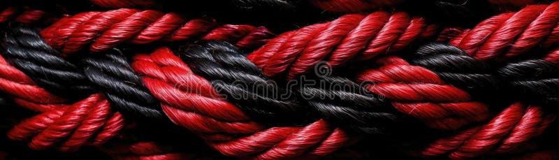 Red Black Close Up Very Detailed Pattern of Ropes Panoramic Banner ...