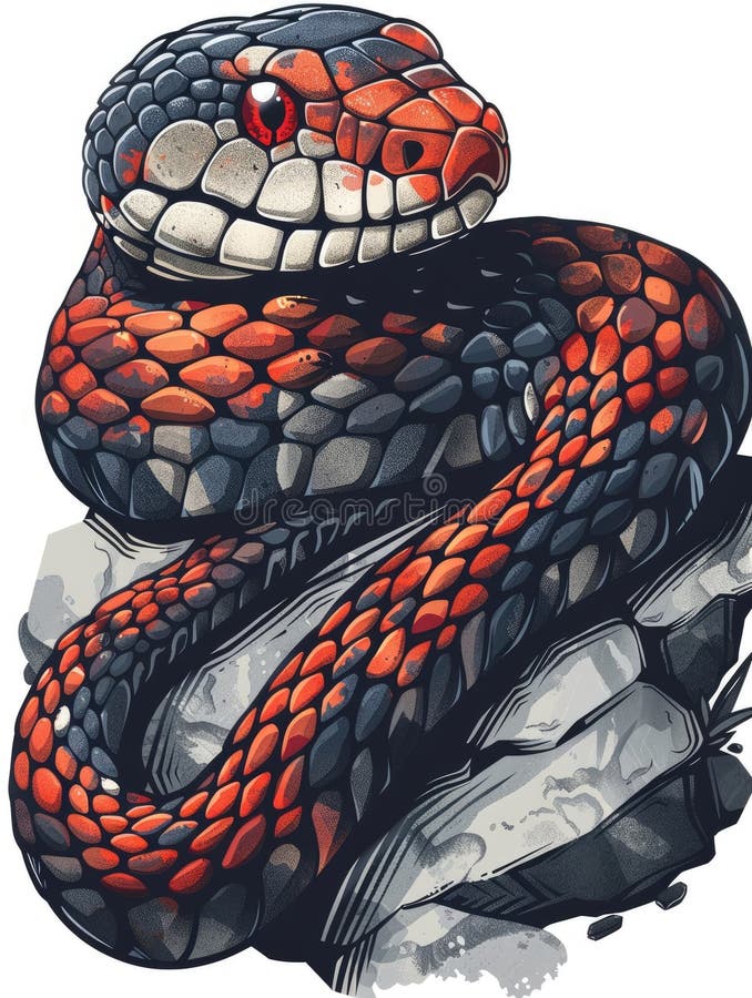 Red and Black Coiled Snake Illustration Stock Illustration ...