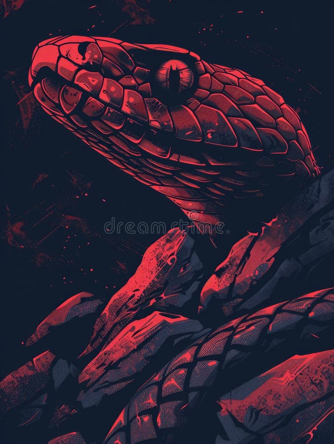 Red and Black Coiled Snake Illustration Stock Illustration ...