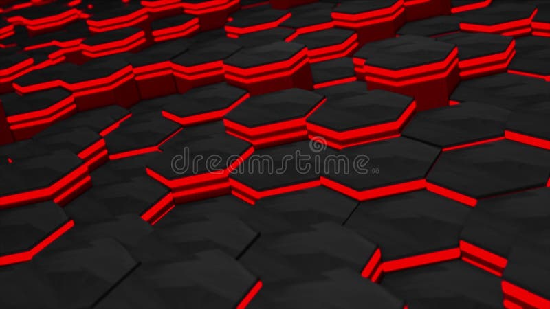 Red and Black Color Glowing Hexagonal Block Moving Up and Down Stock ...