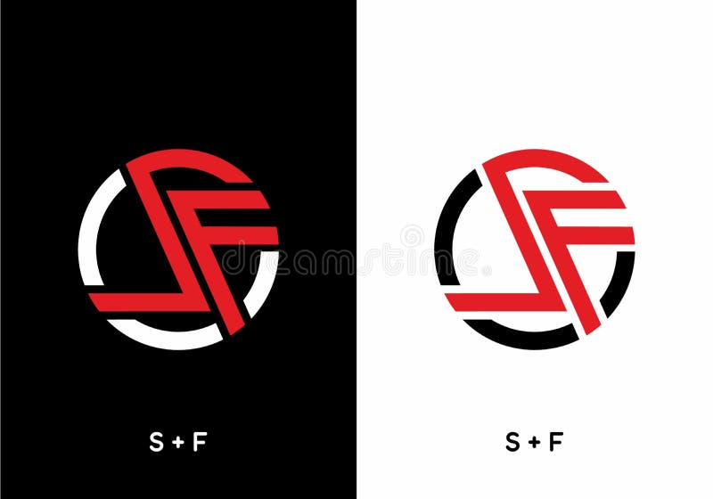 Red Black Color of SF Initial Letter Stock Vector - Illustration of ...