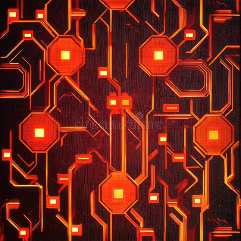 A Red and Black Computer Screen with Many Red Squares Stock ...