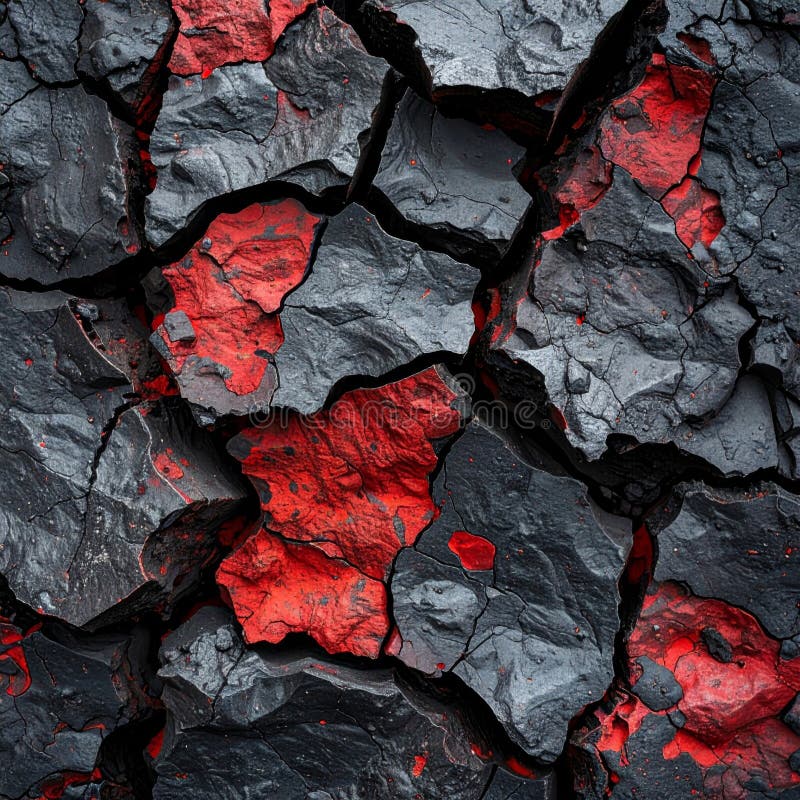 Red and Black Cracked Earth Texture Stock Illustration - Illustration ...