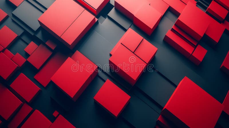 Abstract Red and Black Geometric Pattern Background Red and Black Cubes ...