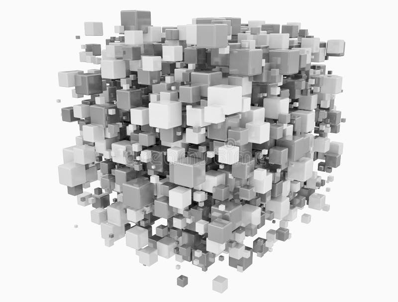 Abstract Cluster of 3d Cubes Stock Illustration - Illustration of cyber ...