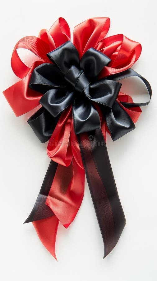 Red and Black Decorative Ribbon Bow Stock Photo - Image of silk ...