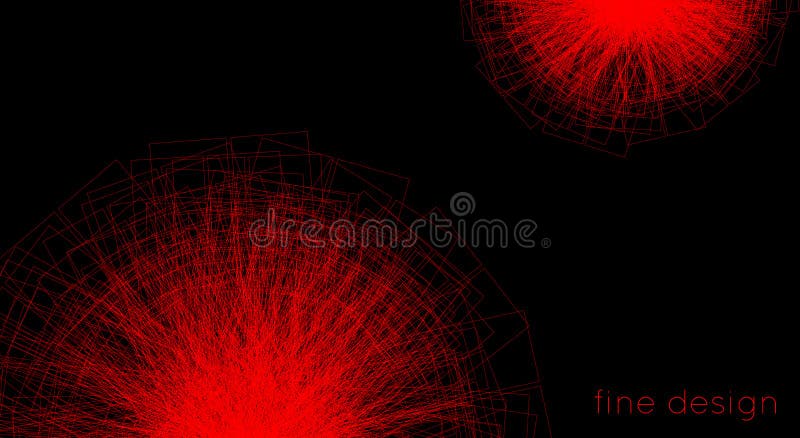 Red on Black Design with Rotated Shapes by Thin Lines. Vector Graphics ...