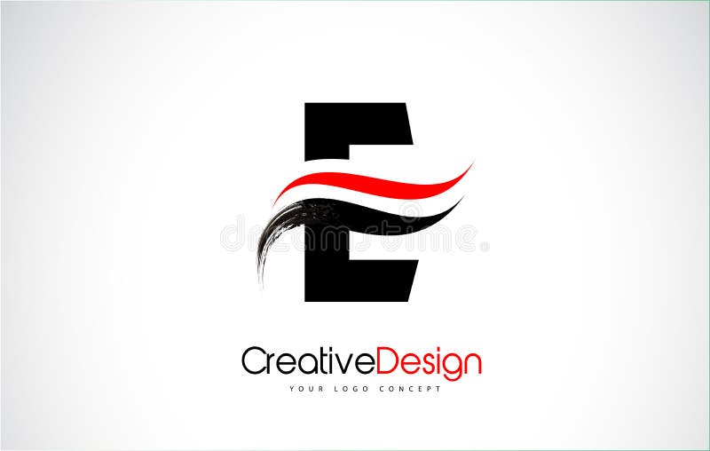 Red and Black E Letter Design Brush Paint Stroke Stock Vector ...