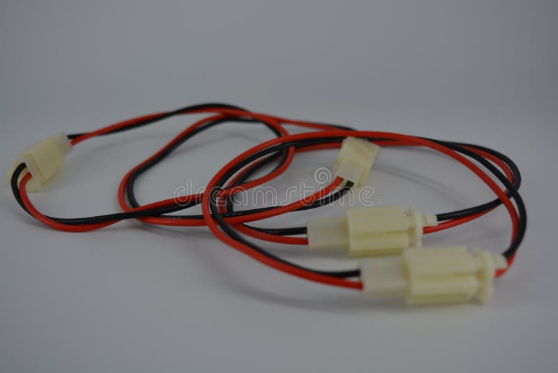 Electrical Wire with Red and Black Connectors for Connecting To a Power ...