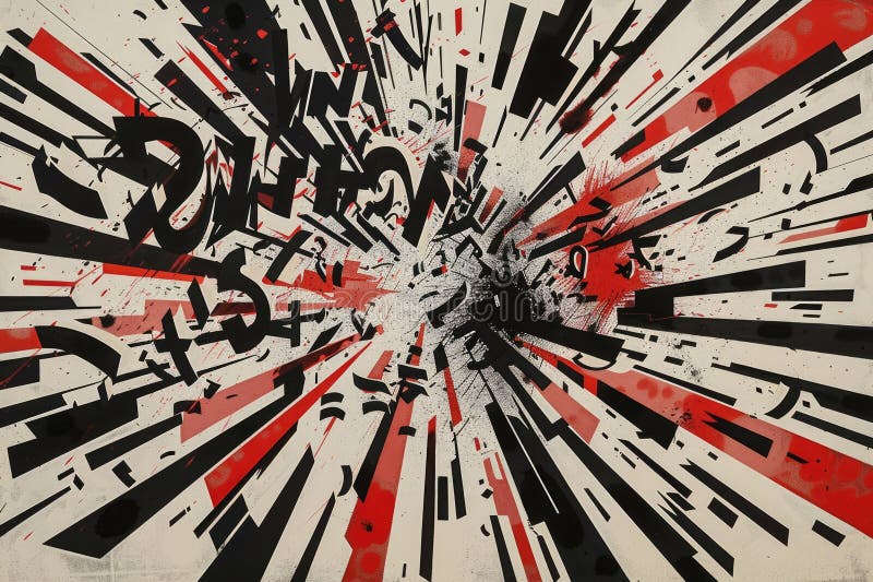 A Red and Black Explosion of Graffiti with a White Background AIG51A ...