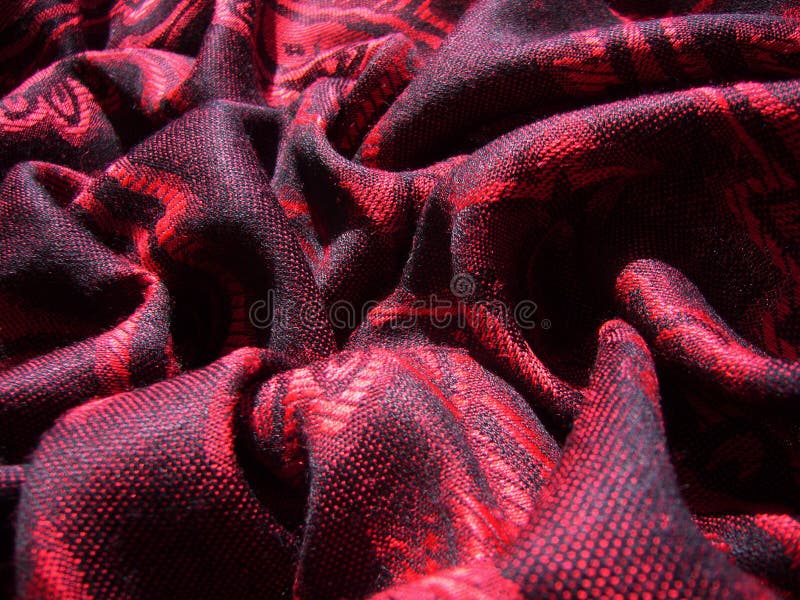 Red and Black Fabric with Ornaments. Fabric Texture. Light Colored ...