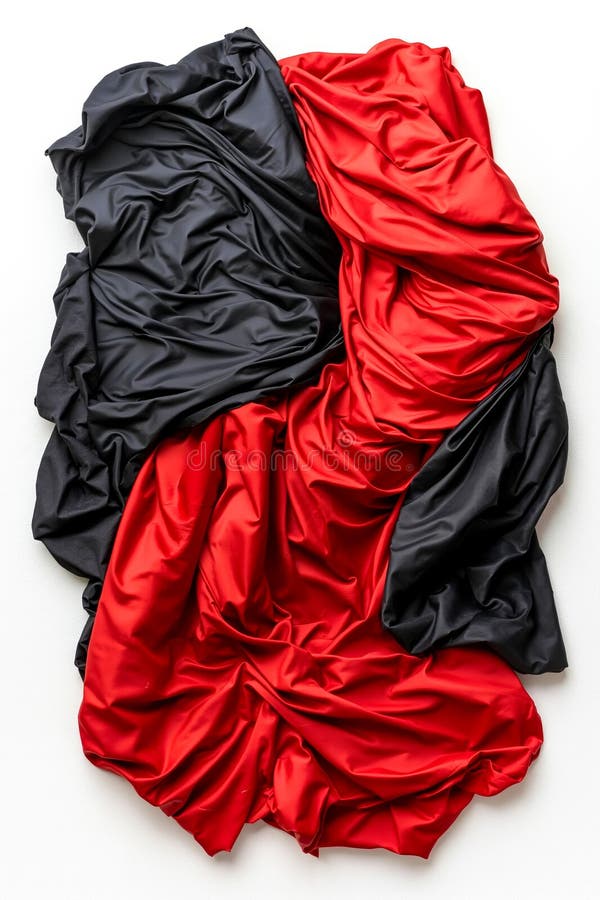 A Red and Black Fabric on a White Surface Stock Illustration ...