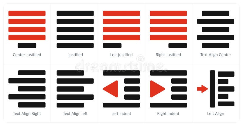 A Set of 10 Editing Tools Icons As Center Justified, Justified, Left ...