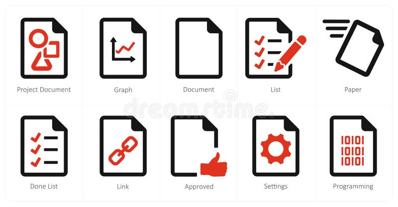 A Set of 10 File Icons As Project Document, Graph, Document Stock ...