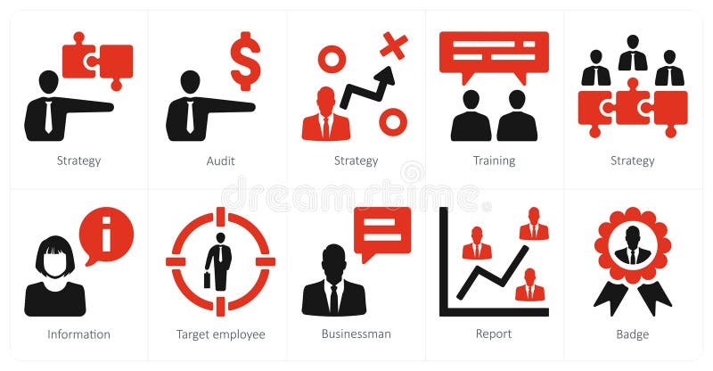 A Set of 10 Human Resources Icons As Strategy, Audit, Strategy Stock ...