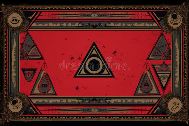 A Red and Black Frame with an Image of a Triangle on it Stock ...