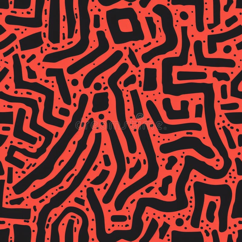 Red and Black Geometric Pattern on Black Background Stock Illustration ...