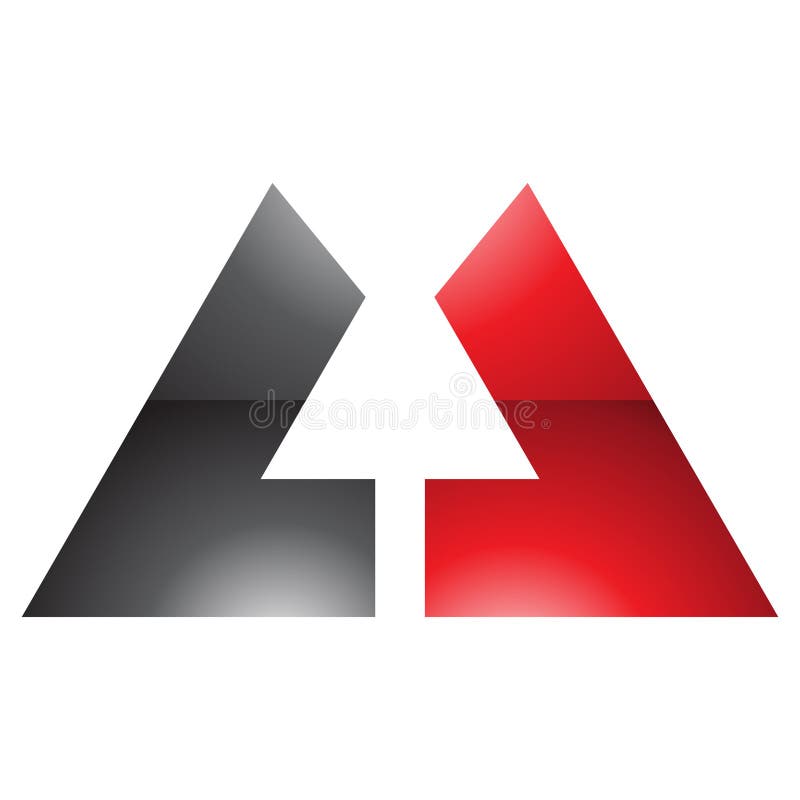 Red and Black Glossy Bold Letter U Icon with Straight Lines Stock ...