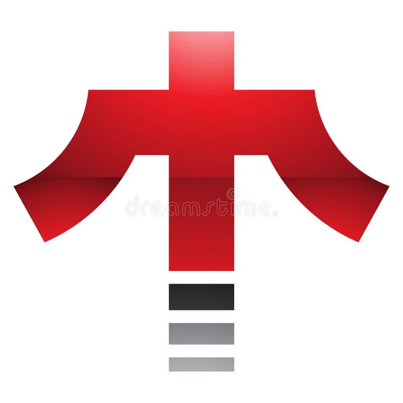 Red and Black Glossy Cross Shaped Letter T Icon Stock Vector ...