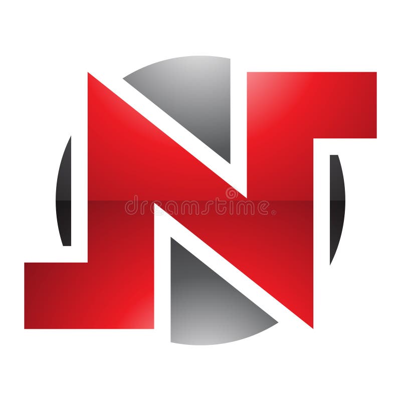 Red and Black Glossy Round Bold Letter N Icon Stock Vector ...