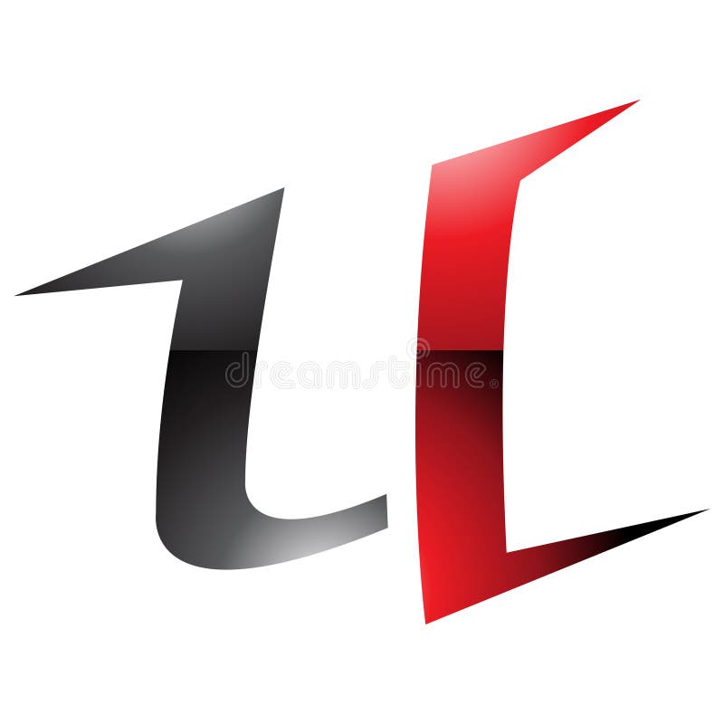 Red and Black Glossy Spiky Shaped Letter U Icon Stock Vector ...