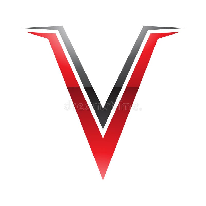 Red and Black Glossy Spiky Shaped Letter V Icon Stock Vector ...