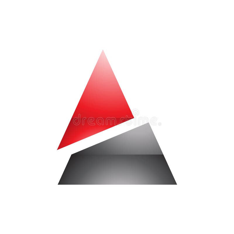 Red and Black Glossy Split Triangle Shaped Letter a Icon Stock Vector ...