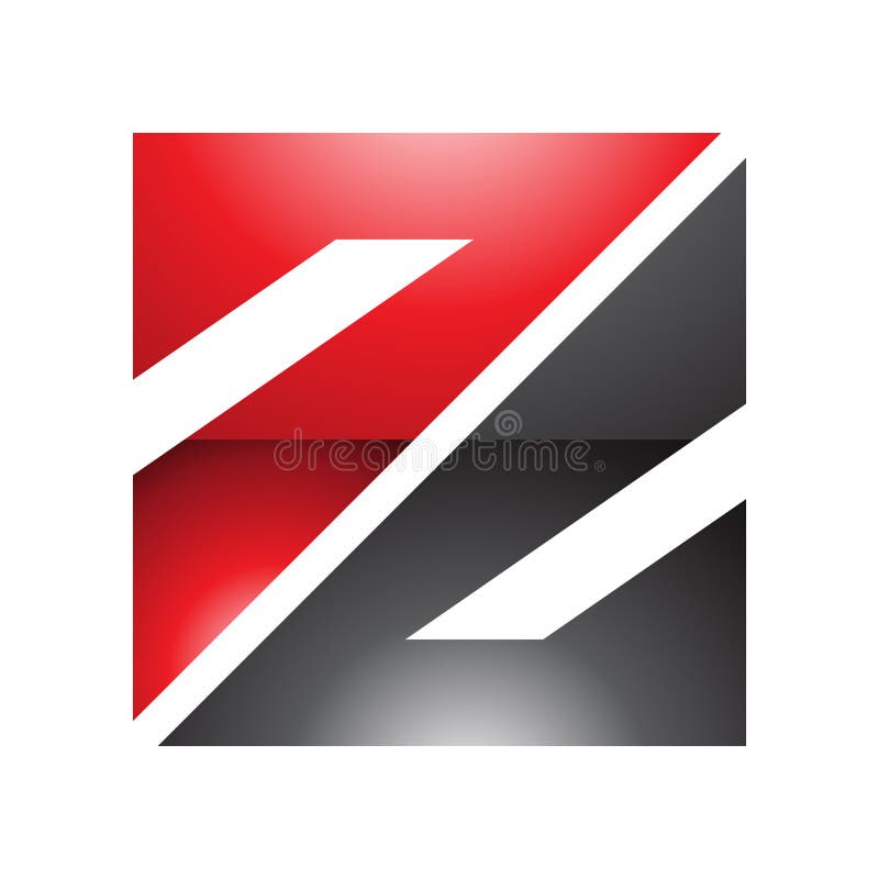 Red and Black Glossy Triangular Square Shaped Letter Z Icon Stock ...