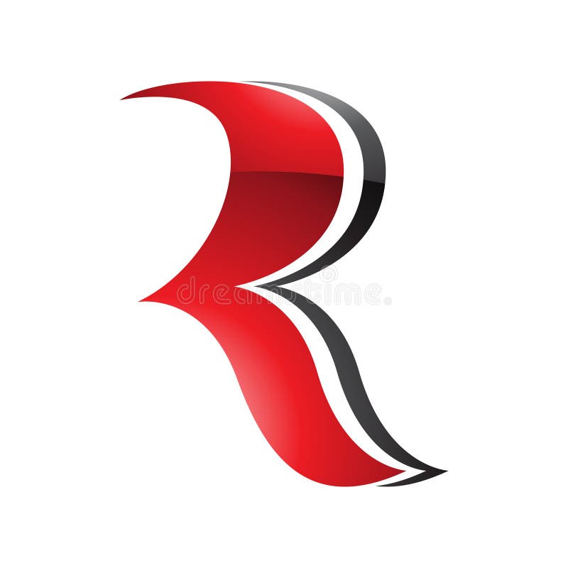 Red and Black Glossy Wavy Shaped Letter R Icon Stock Vector ...