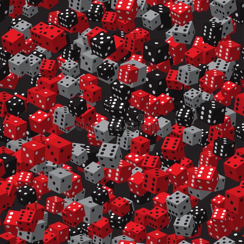 Red Black Grey Dice Seamless Pattern Stock Vector - Illustration of ...