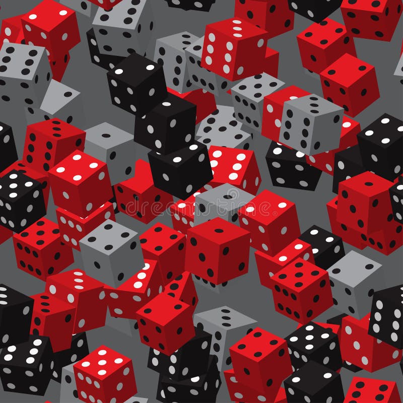 Red Black Grey Dice Seamless Pattern Stock Vector - Illustration of ...