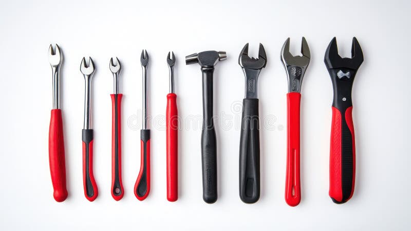 Red and Black Hand Tools Flatlay Illustration Stock Illustration ...
