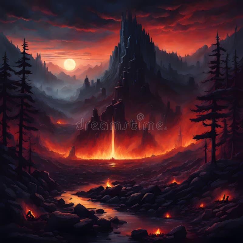 Red and Black Hell and Apocalypse , Ai-generatet Stock Illustration ...