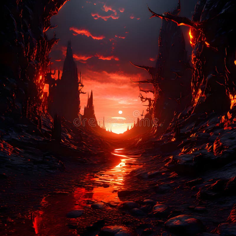 Red and Black Hell and Apocalypse , Ai-generatet Stock Illustration ...