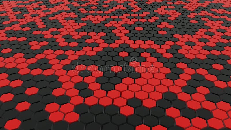 Red and Black Hex Grid Floor Stock Illustration - Illustration of area ...